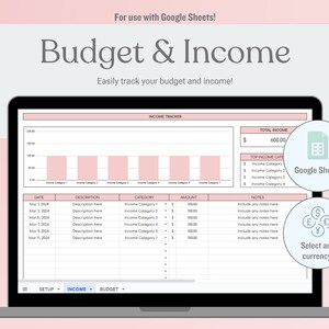 Income and Budget Tracker Excel Spreadsheet, Google Sheets Income ...