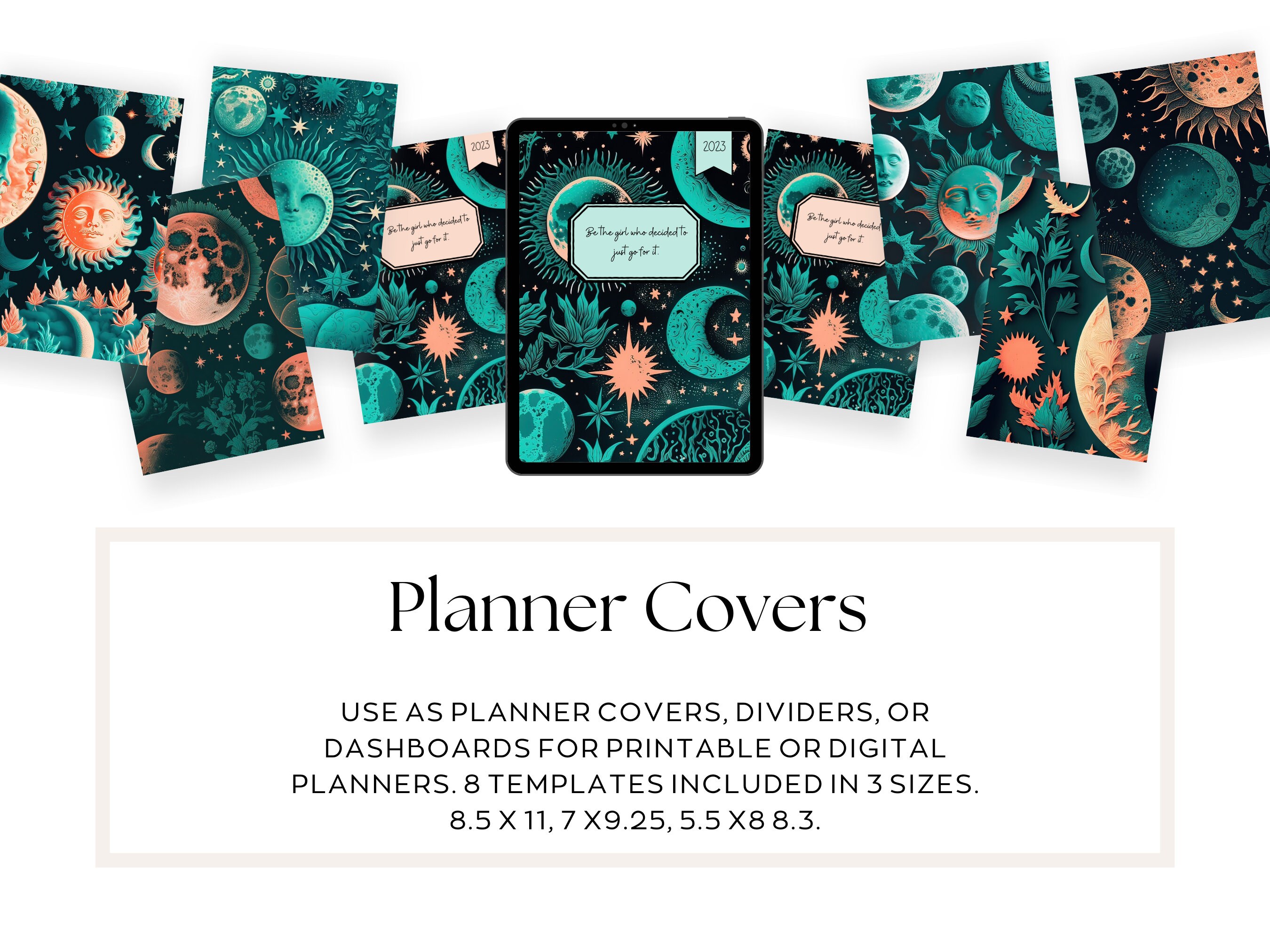 Printable Planner Covers & Dividers, Digital Planner Covers, Celestial ...