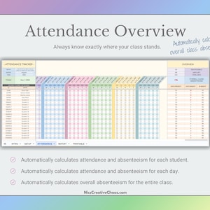 NEW Attendance Tracker Google Sheets Template, Digital Attendance Chart ...
