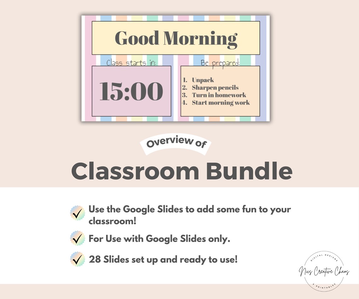 Google Slides Teacher Slideshow Templates, 28 Slide Classroom Bundle ...