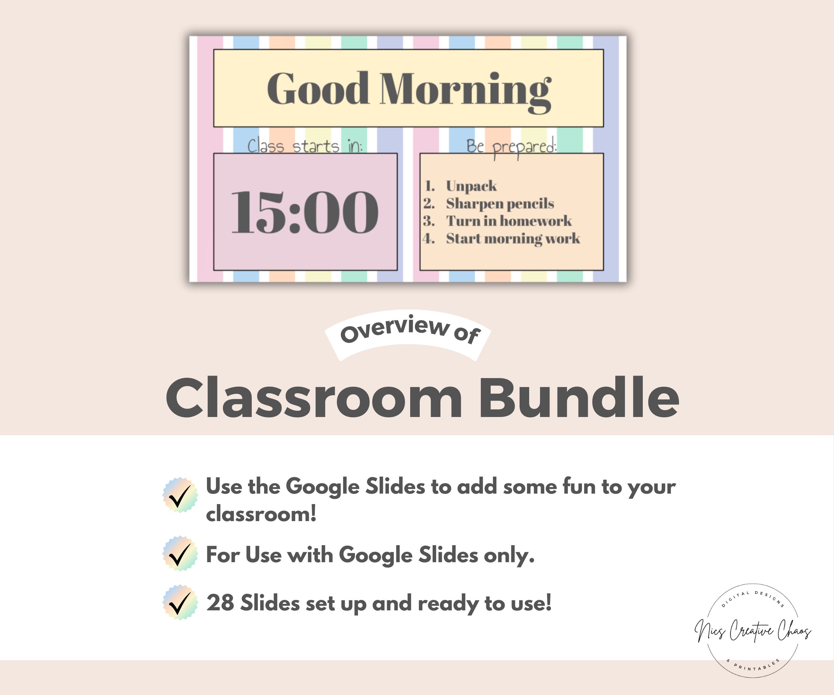 Google Slides Teacher Slideshow Templates, 28 Slide Classroom Bundle ...