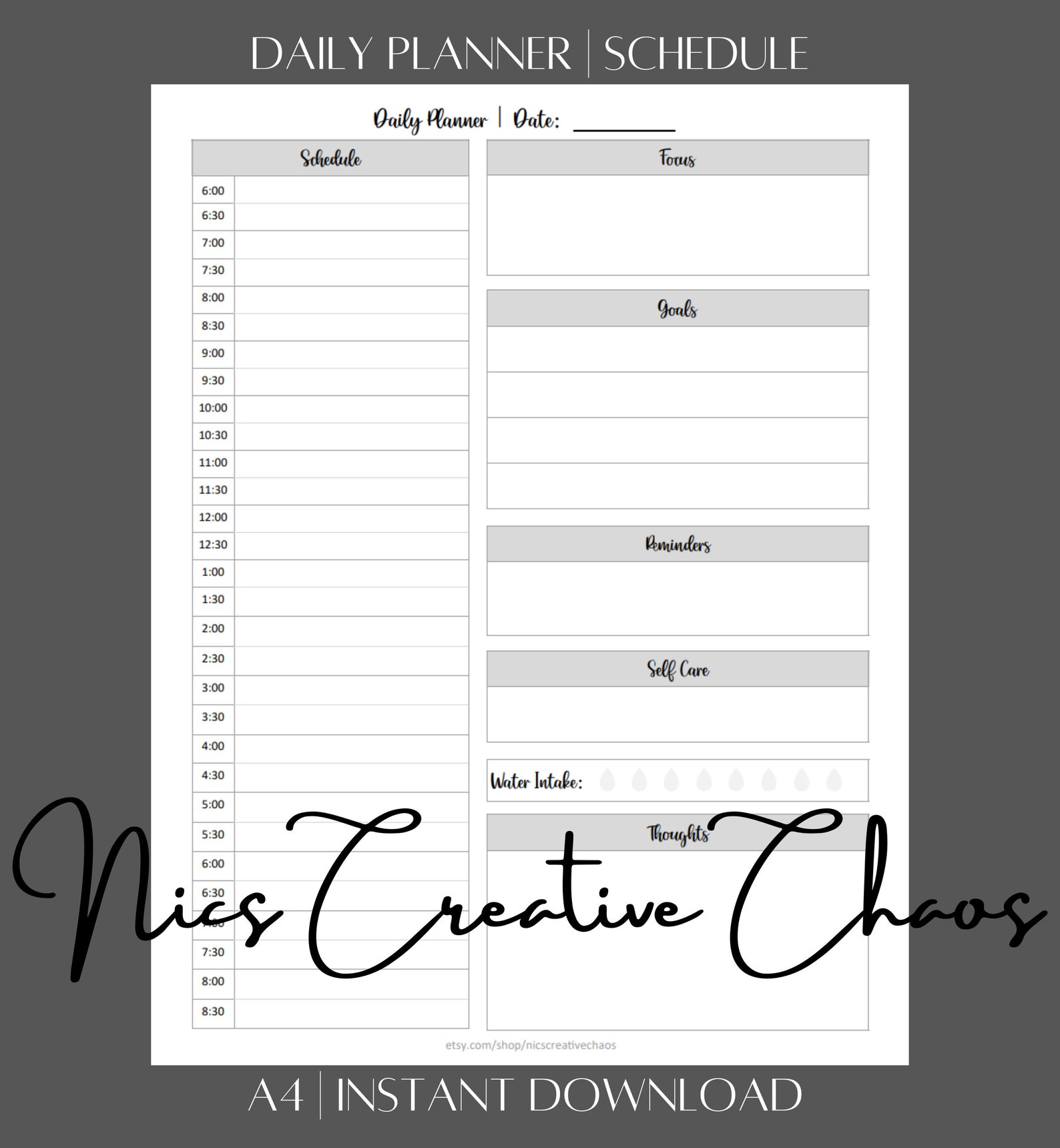 Daily Schedule Planner Printable or Onenote Template Undated - Etsy