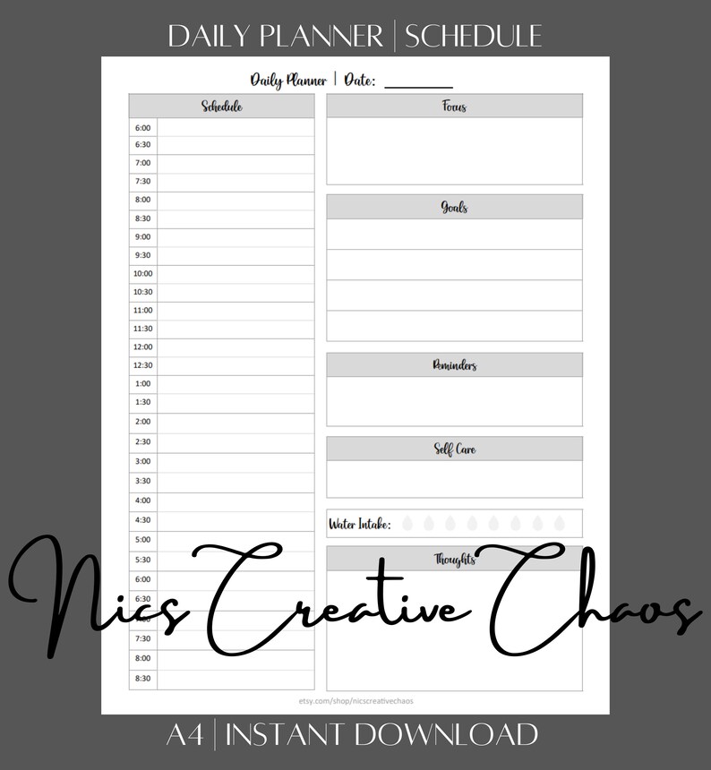 Daily Schedule Planner Printable or Onenote Template Undated - Etsy