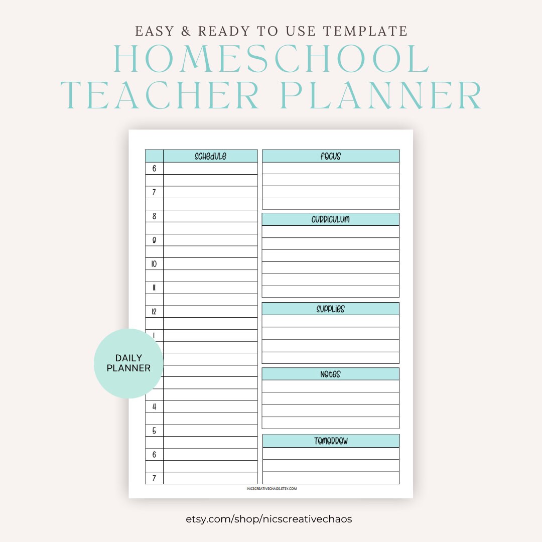 BUNDLE Daily Homeschool Teacher Planner Printable Template, Homeschool ...