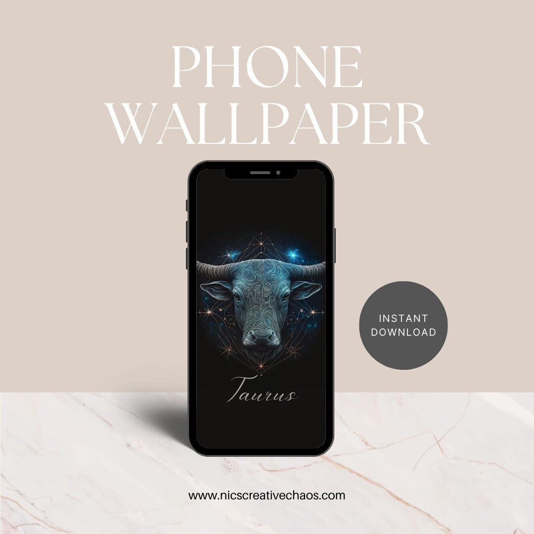 Zodiac Phone Wallpaper | Taurus | Black White | Astrology Background - Etsy