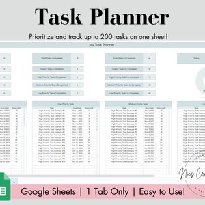 Task Tracker Spreadsheet Google Sheets, to Do List Planner & Priority Checklists, Task Manager ...