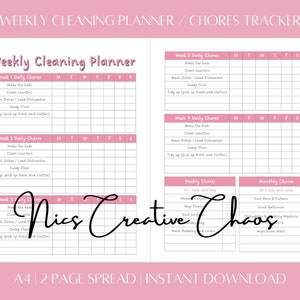 Cleaning Planner Printable Chores Tracker Checklists With - Etsy