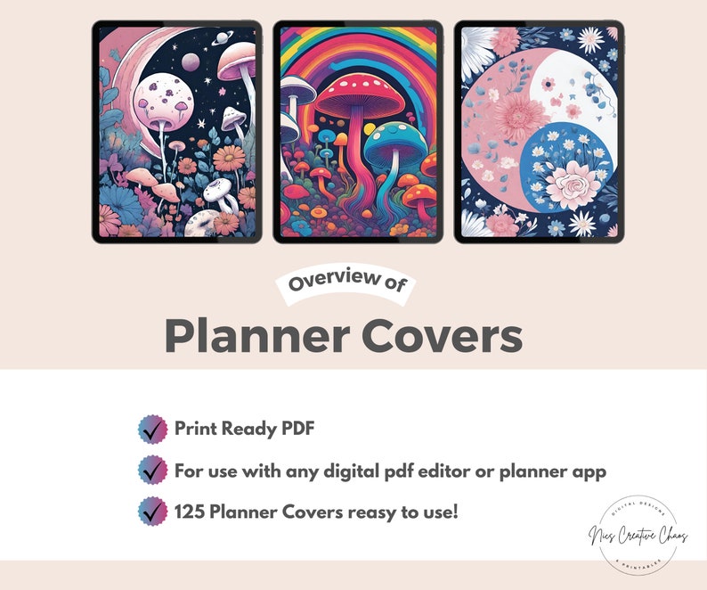 Printable Planner Covers, Digital Notebook Cover Bundle, Floral Digital ...