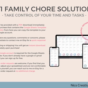Family Chore Chart Google Sheets, Digital Chore Checklist Spreadsheet ...