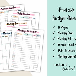 Printable Budget Planner BUNDLE | Bill Tracker Printable, Savings ...