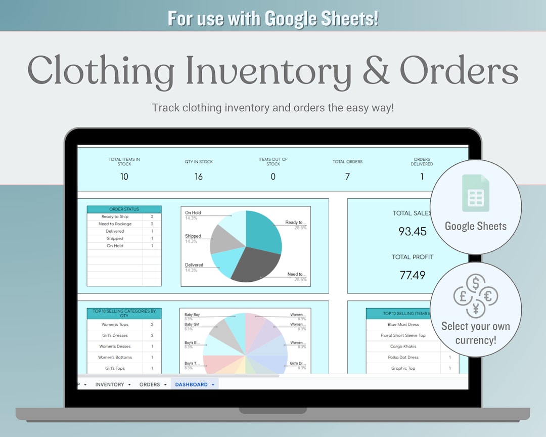 Clothing Inventory Tracker Spreadsheet With Order Tracker, Google ...