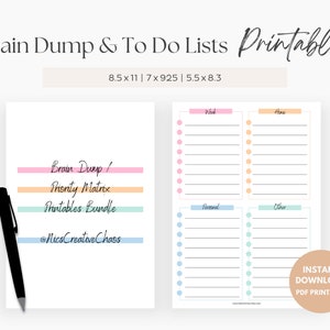 BUNDLE Checklists Printables, to Do Lists Printable, Brain Dump ...
