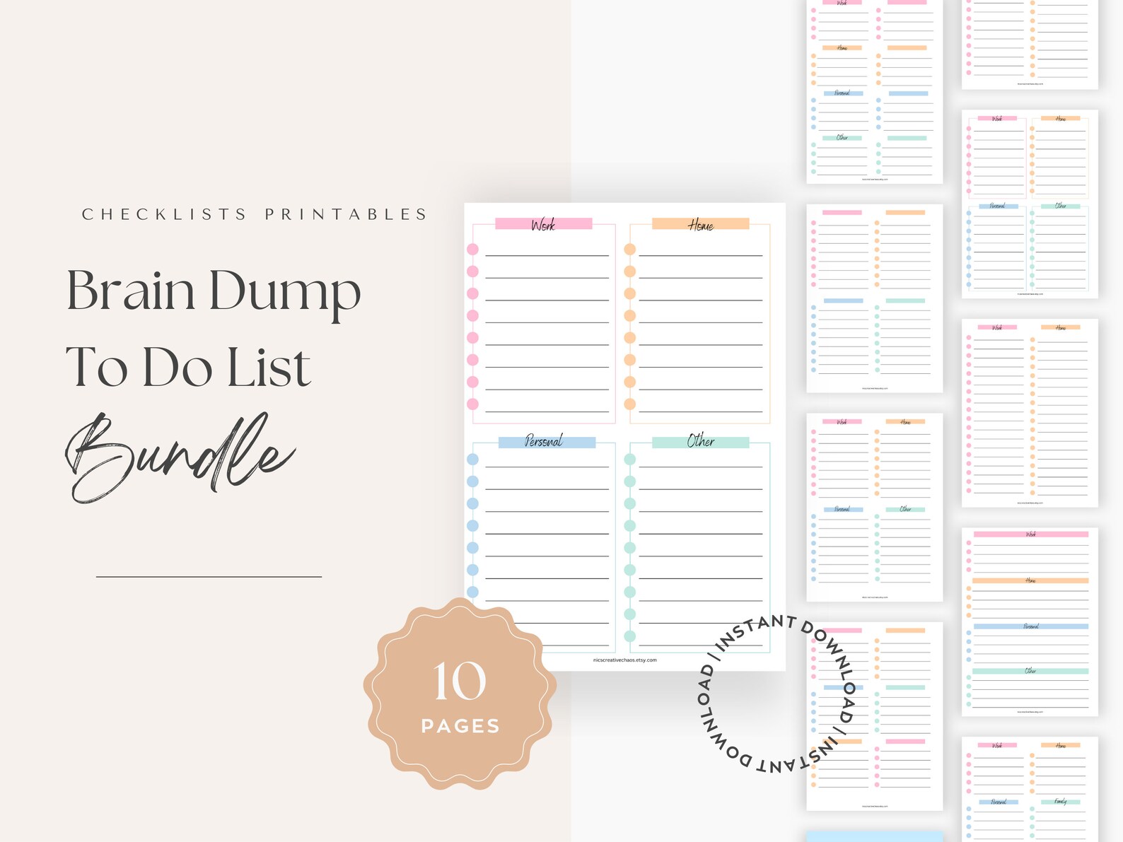 BUNDLE Checklists Printables, to Do Lists Printable, Brain Dump ...