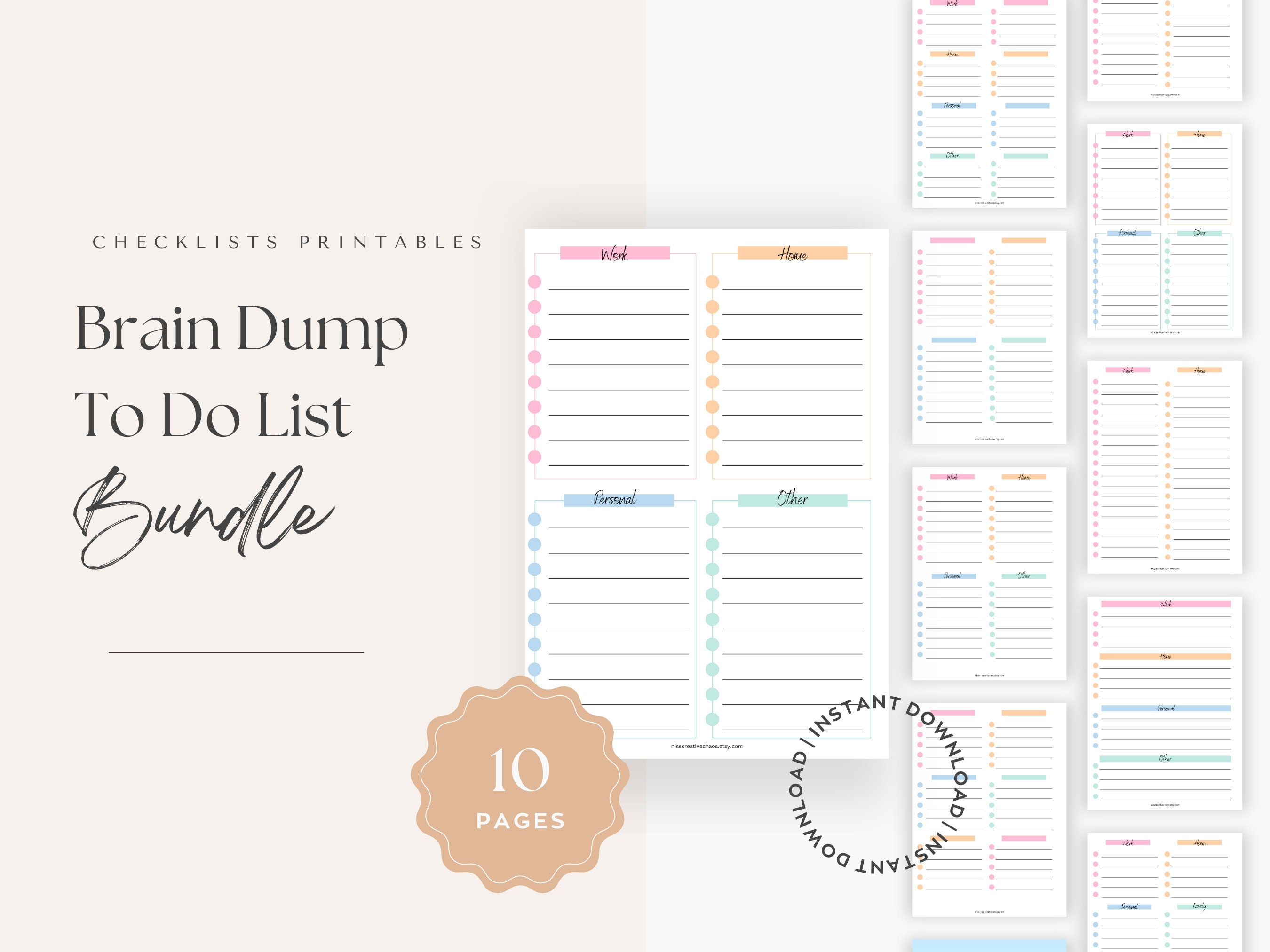 BUNDLE Checklists Printables to Do Lists Printable, Brain Dump ...
