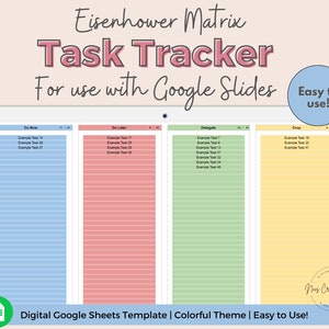 Task Tracker Google Sheets Spreadsheet, to Do List Template, Eisenhower ...