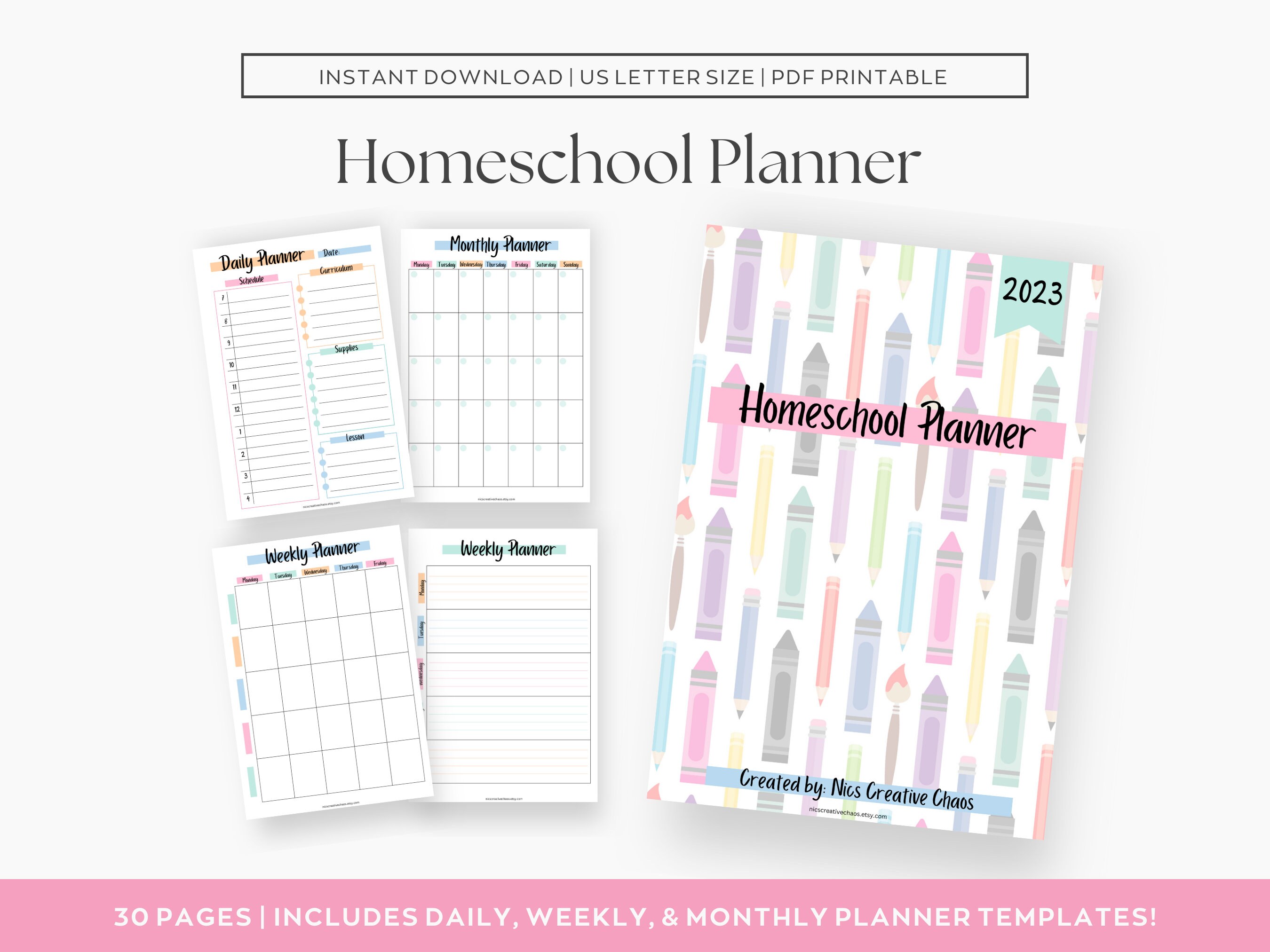 Printable Homeschool Planner, Teacher Planner, Digital Lesson Plan ...