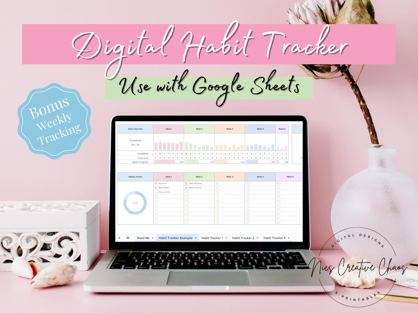 Habit Tracker Spreadsheet Google Sheets Template, Daily to Do List ...