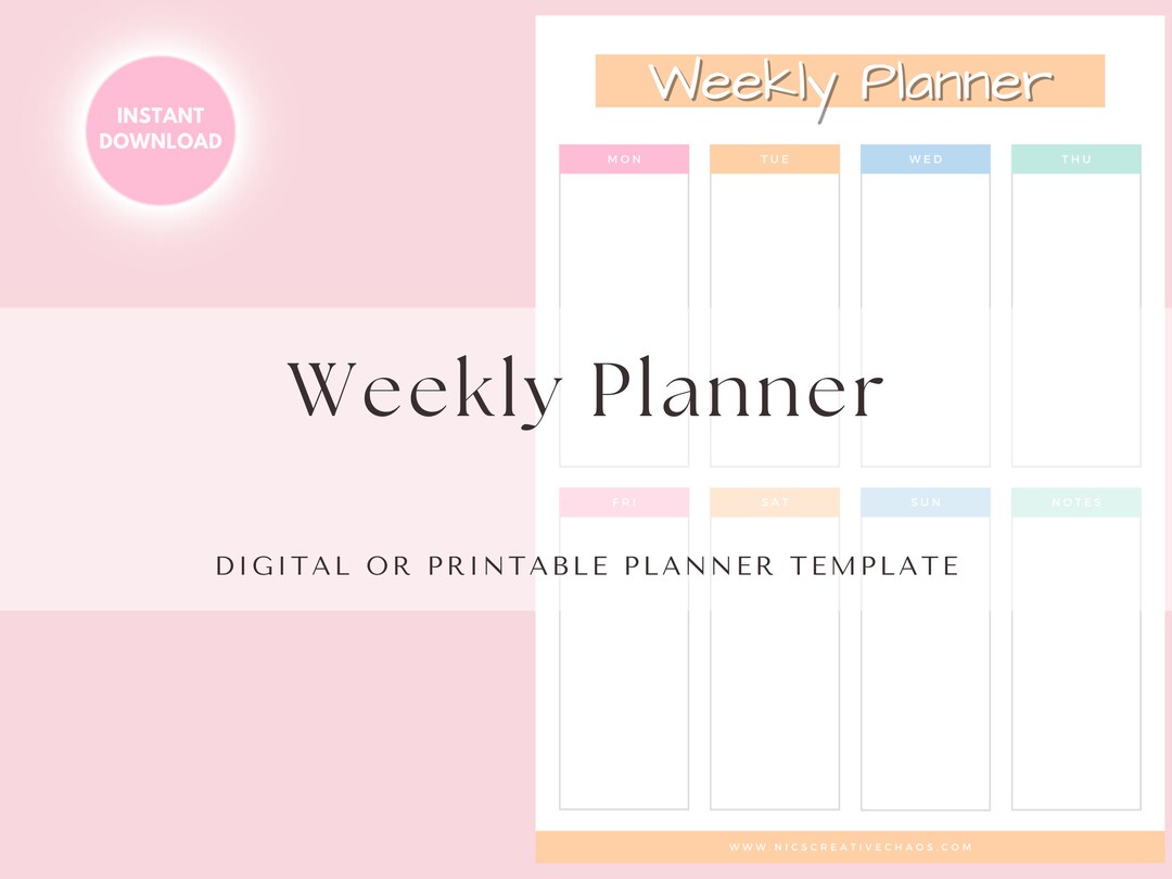 Weekly Planner Printable Template, Weekly Schedule Sheet, Colorful, 3 ...