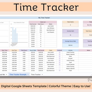 Time Tracker Spreadsheet, Excel & Google Sheets, Time Keeping Tracker ...