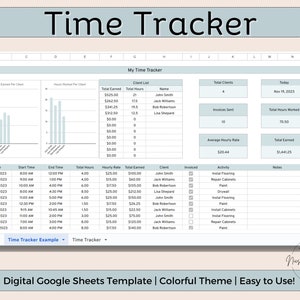 Time Tracker Spreadsheet Google Sheets, Freelancer Time Tracking, Pay ...