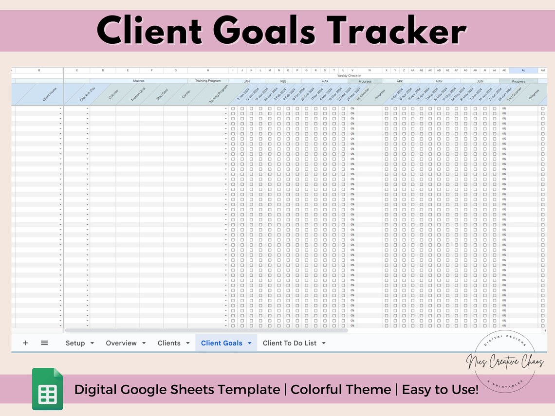 Fitness Client Tracker Spreadsheet, Google Sheets Template, Client ...