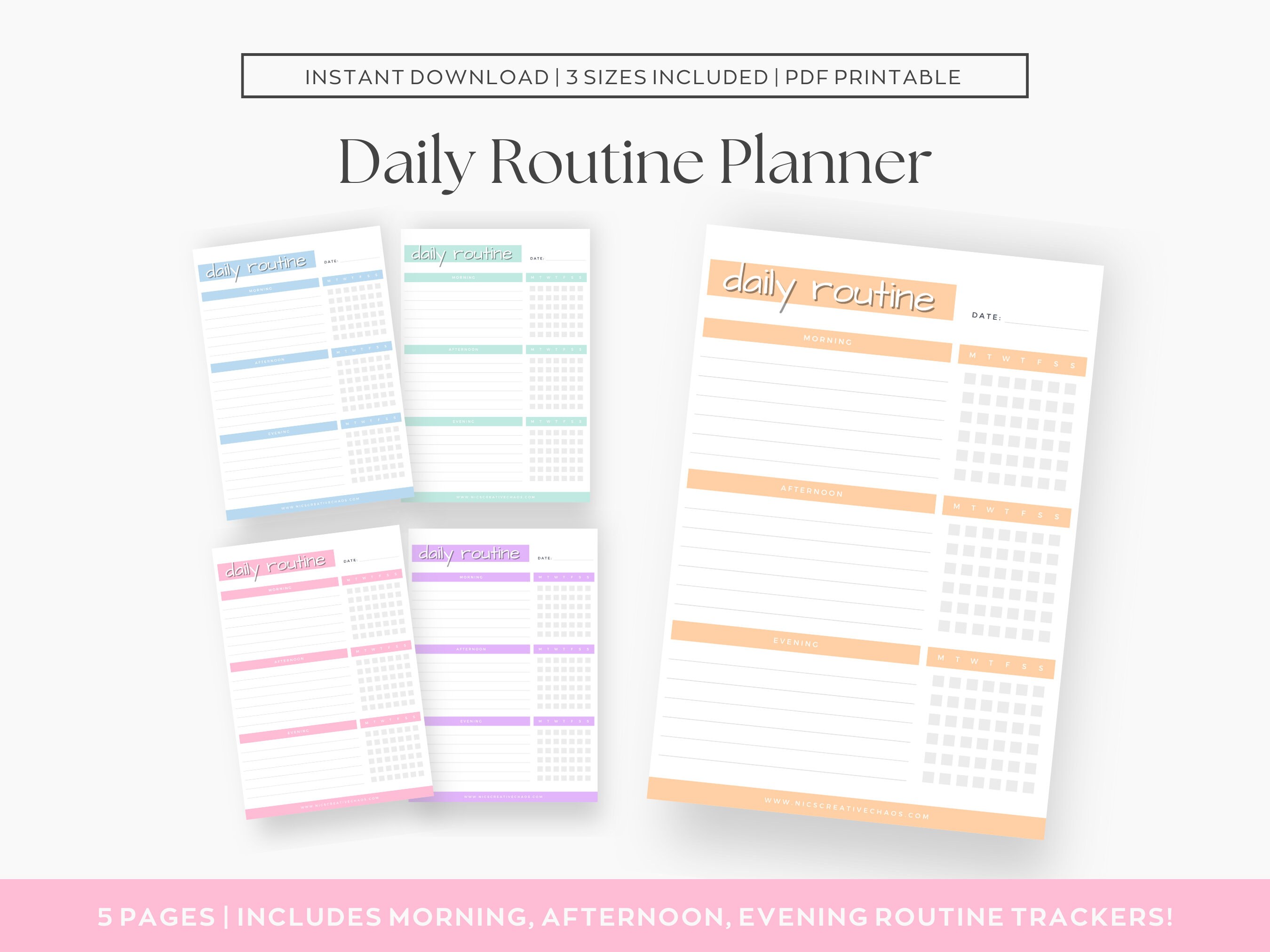 Daily Planner, Daily Routine Planner Printable Template, Daily Schedule ...
