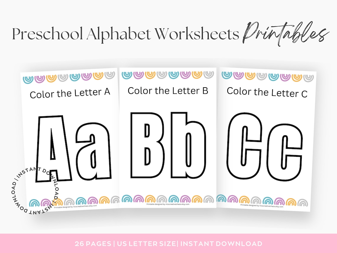 Alphabet Coloring Pages Printable Preschool Summer - Etsy