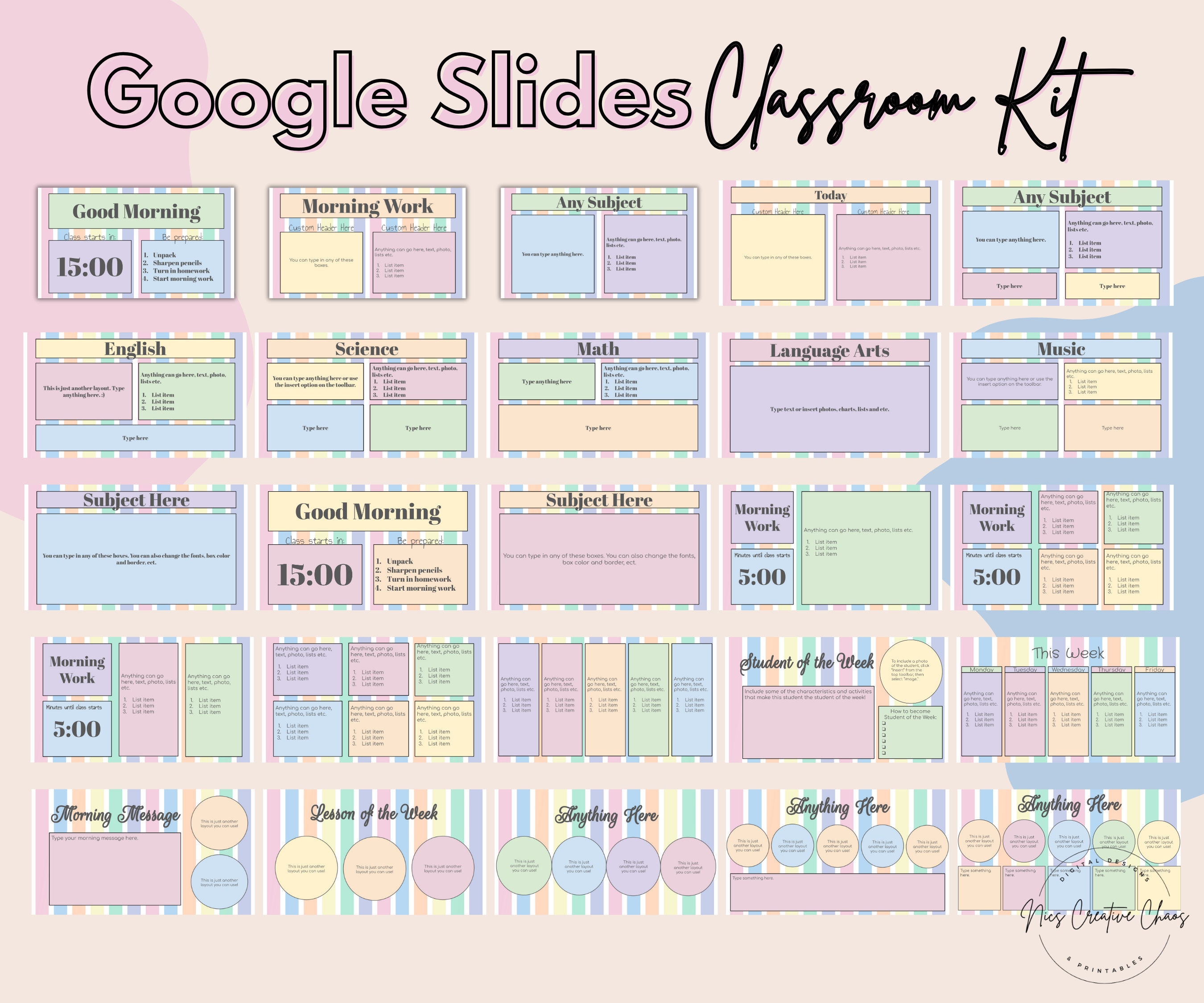 Google Slides Teacher Slideshow Templates, 28 Slide Classroom Bundle ...