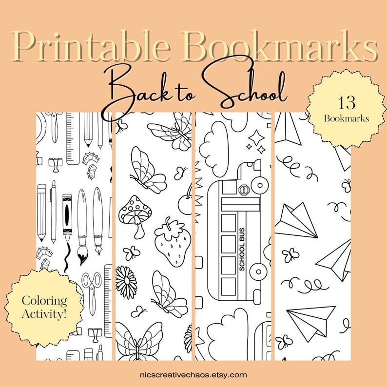 Printable Bookmarks | Back to School Series | Coloring Bookmarks, Black ...