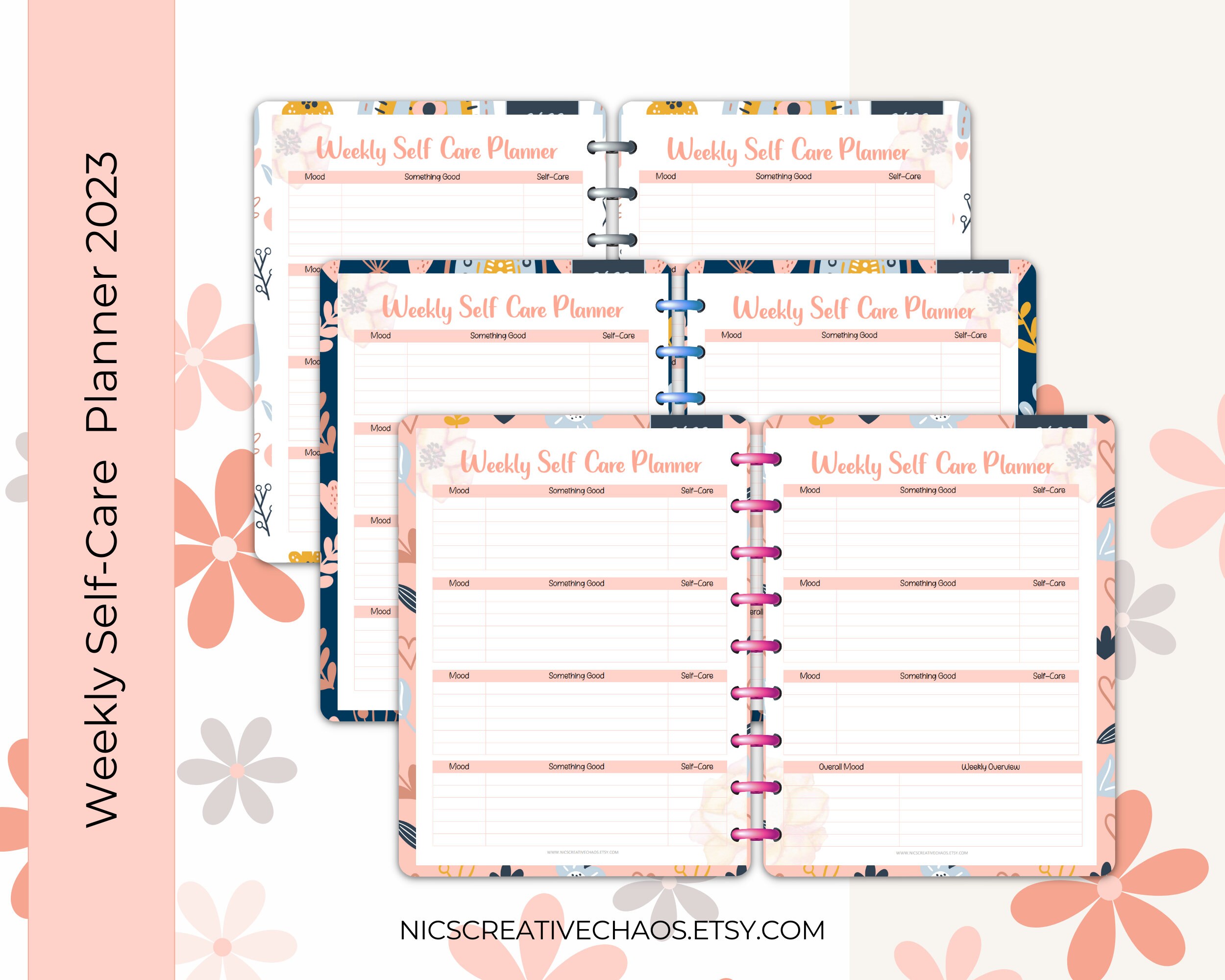 Weekly Self-care Planner Printable, Boho Chic Planner, 3 BONUS Covers ...