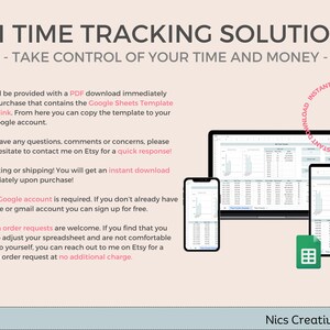 Time Tracker Spreadsheet Google Sheets, Freelancer Time Tracking, Pay ...