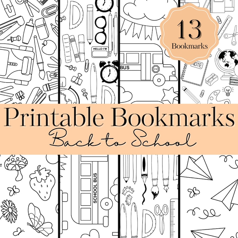 Printable Bookmarks | Back to School Series | Coloring Bookmarks, Black ...