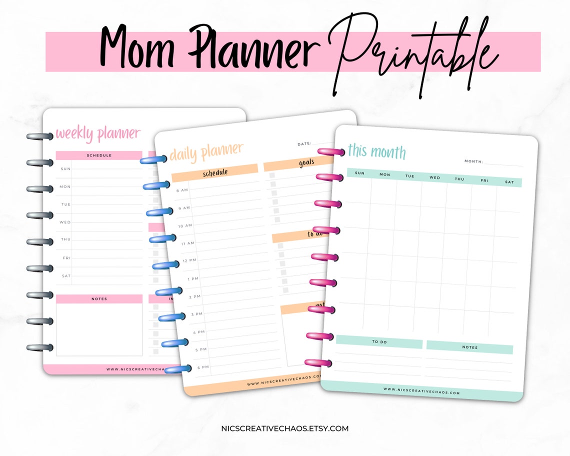 Mom Planner Printable BUNDLE, Undated Daily & Weekly Planners, Budget ...
