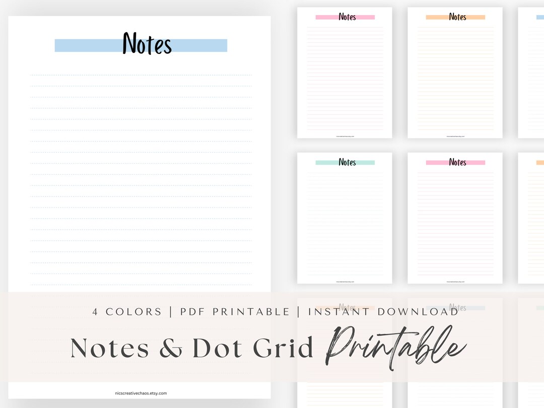 Printable Notes Pages, Dot Grid Printable, Planner Notes Templates ...