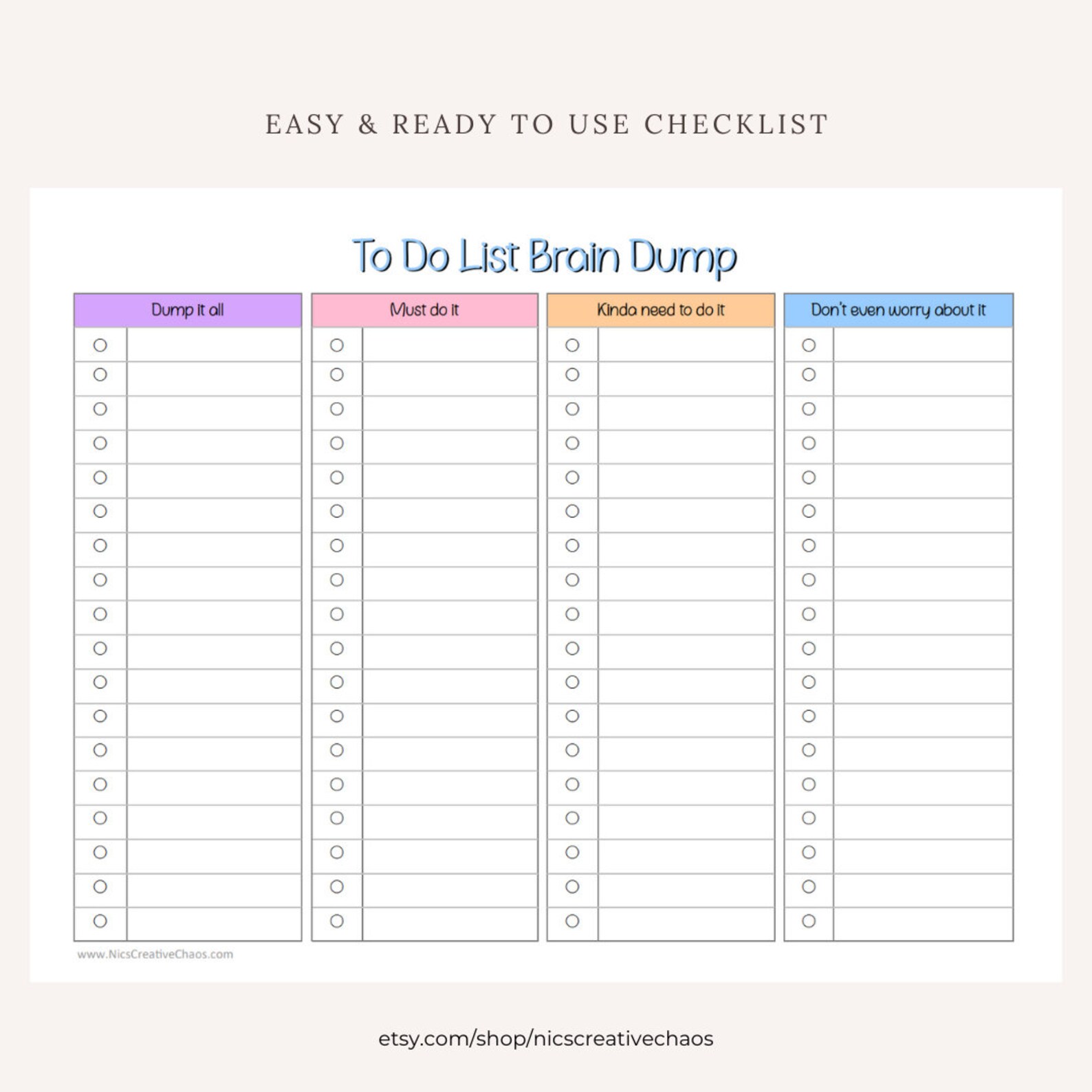 To Do Lists Brain Dump Printable 3 Simple Functional Printables and ...