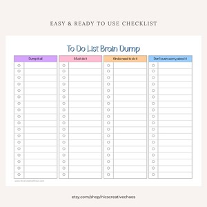 To Do Lists Brain Dump Printable 3 Simple Functional Printables and ...