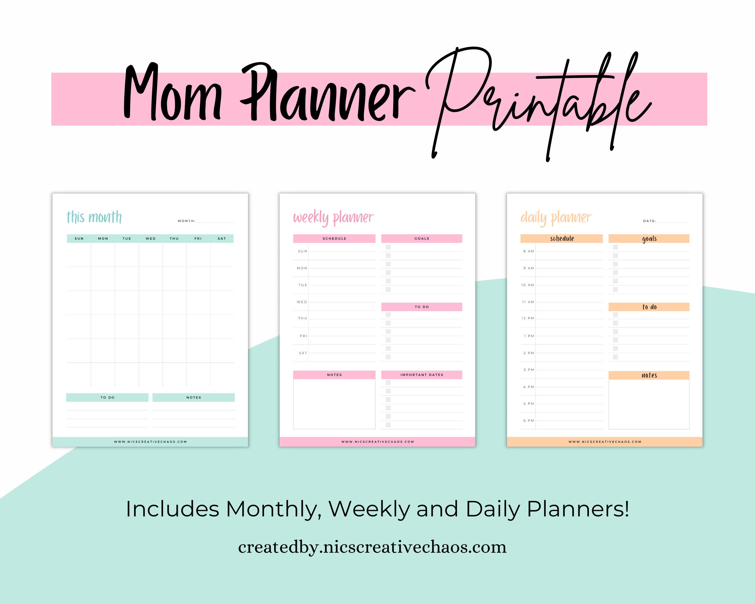 Printable Mom Planner BUNDLE Daily, Weekly, Monthly & More DIY Planner ...