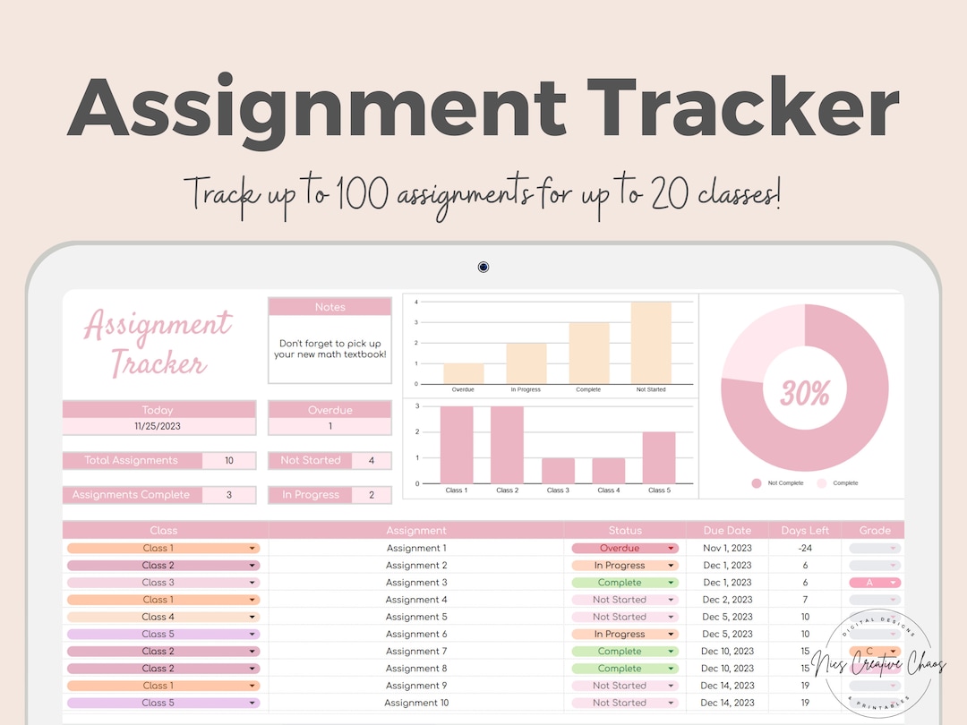 Google Sheets Assignment Tracker Spreadsheet Template, College ... Google Sheets Assignment Tracker Spreadsheet Template, College ...