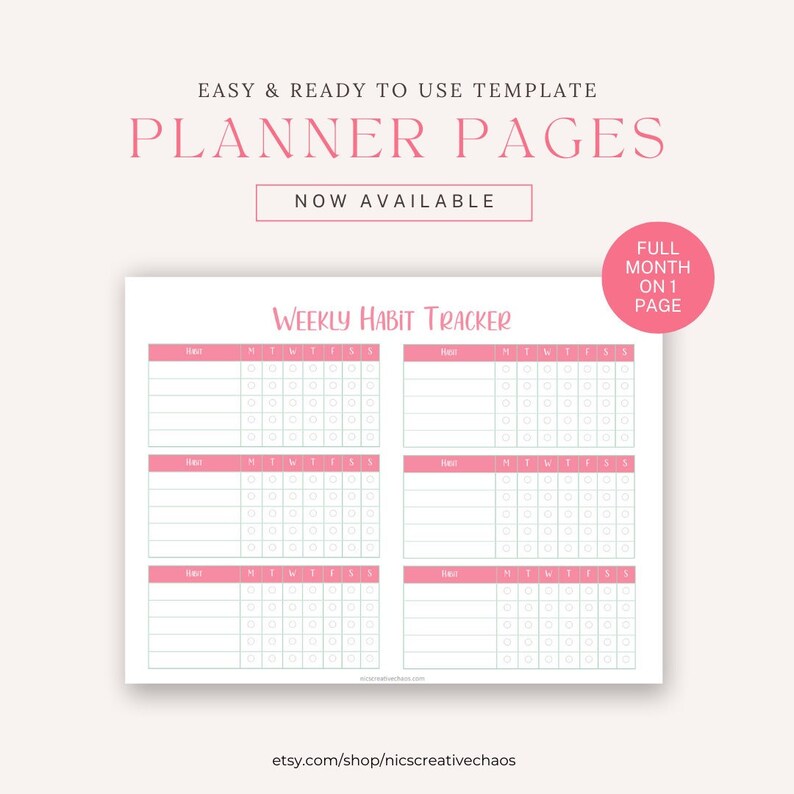 Weekly Habit Tracker Printable Checklist, Monthly Habit Tracker Sheet ...