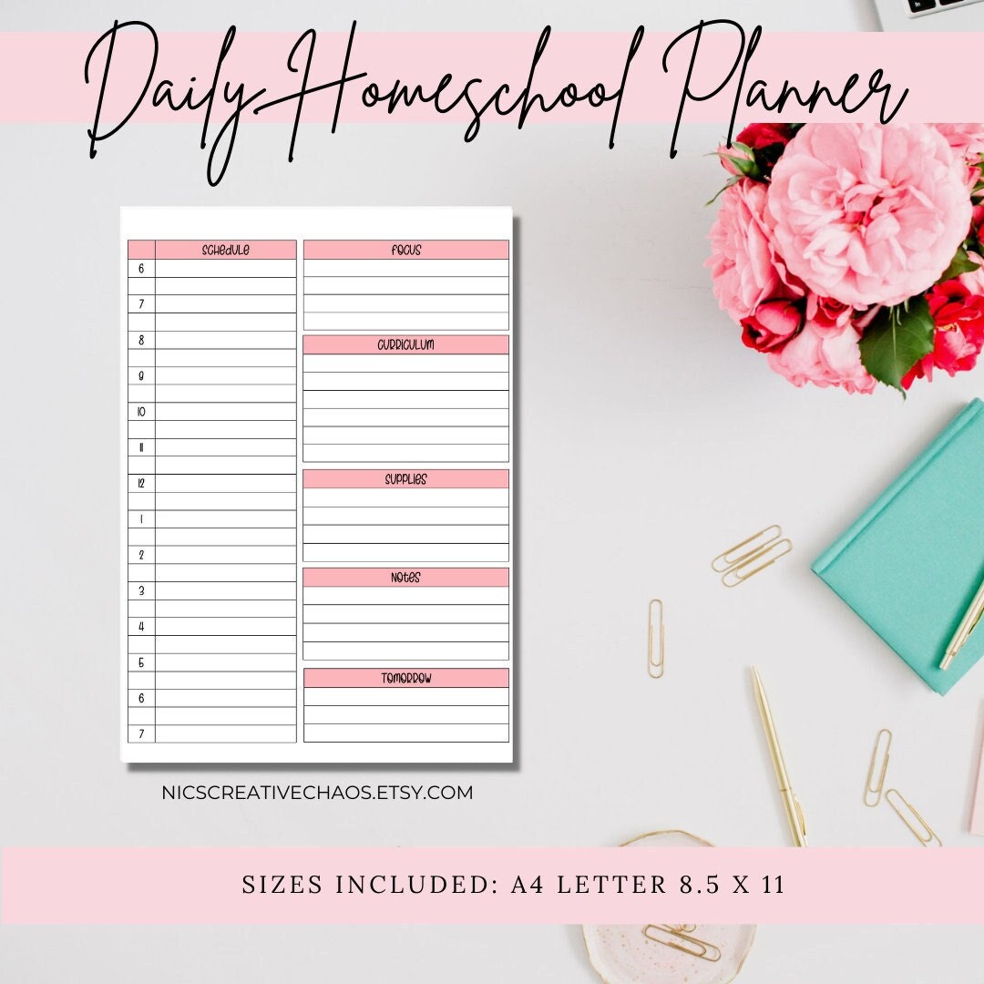 Daily Homeschool Planner Printable, Teacher Planner Template With Daily ...