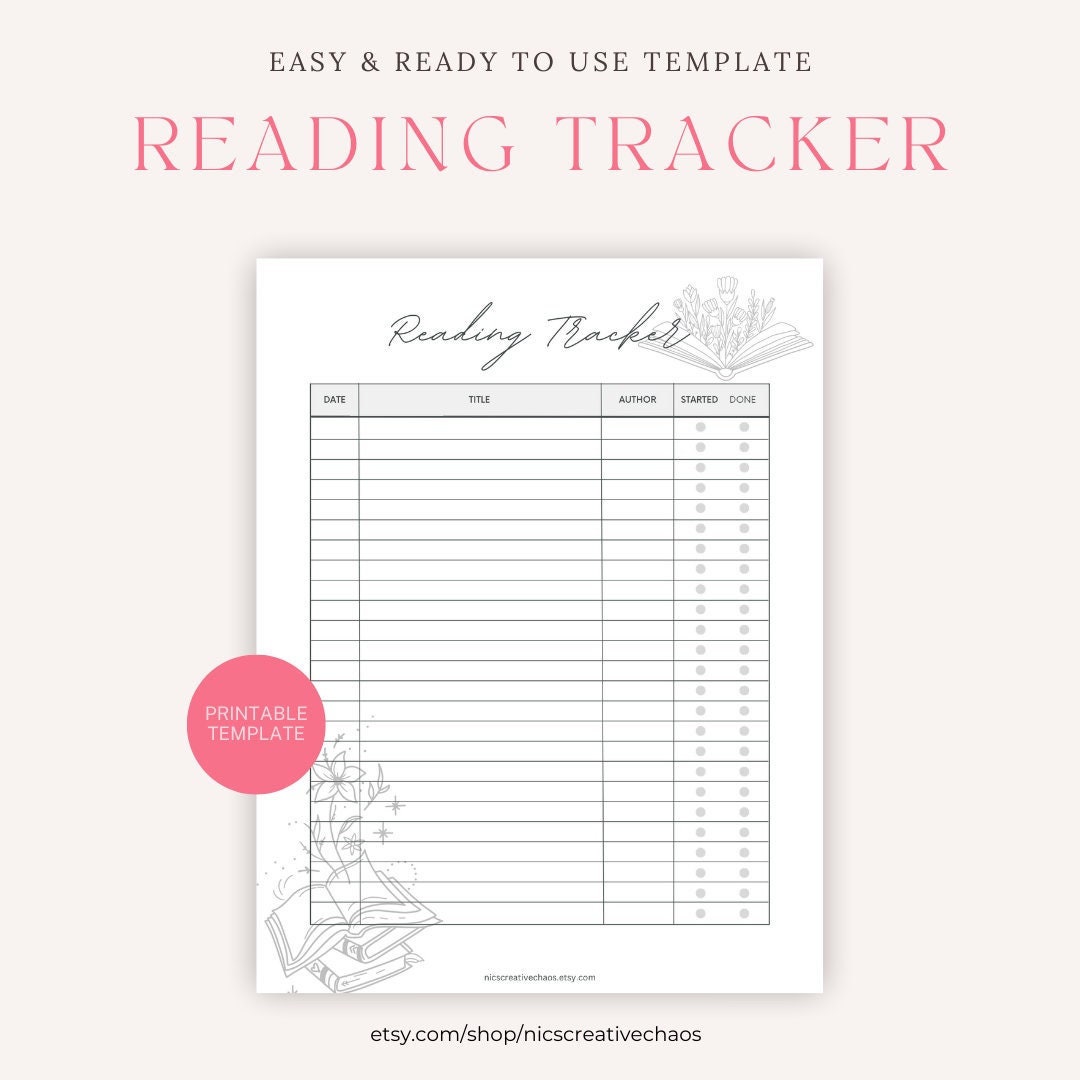 Reading Tracker Printable, Book Checklist Template, Book Tracker Chart ...