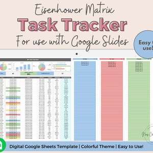 Task Tracker Google Sheets Spreadsheet, to Do List Template, Eisenhower ...