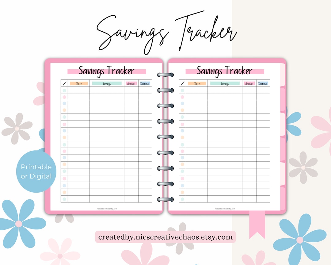Savings Tracker Printable, Monthly Savings Budget Planner Printable ...