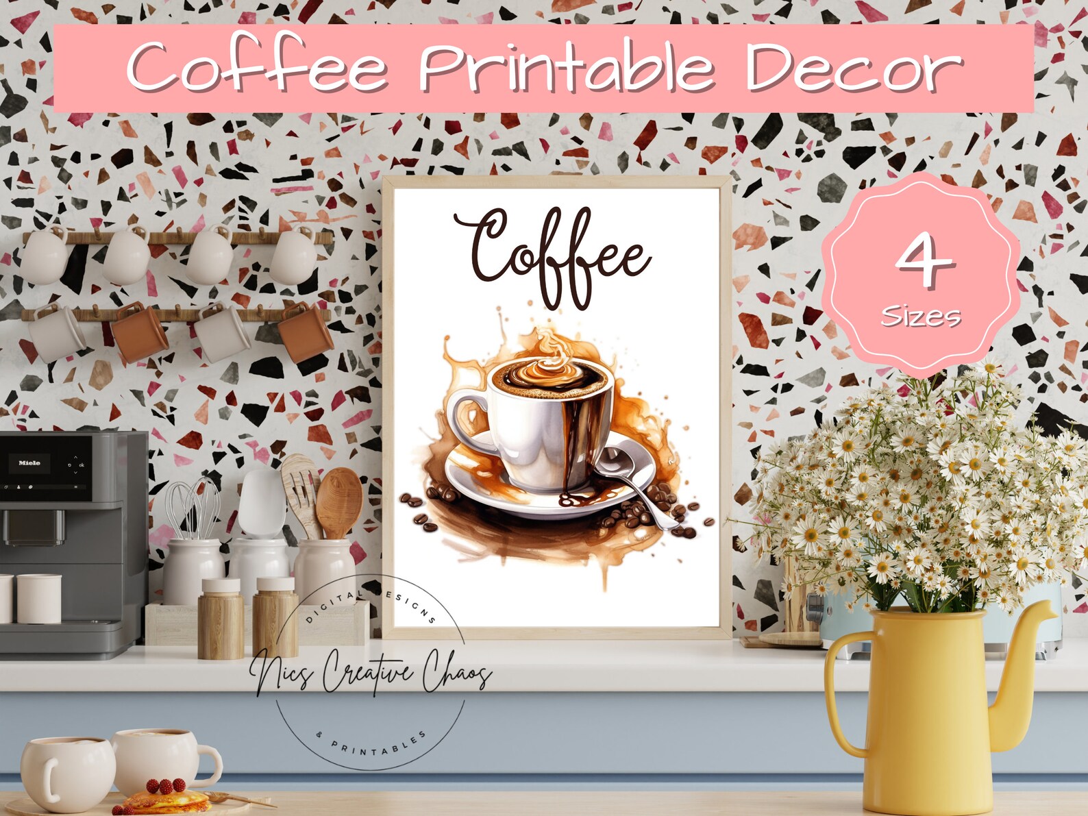 Coffee Bar Wall Decor Printable | Coffee Poster Wall Art | Kitchen ...