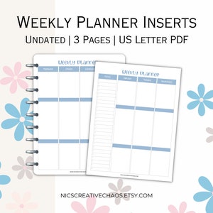 Undated Weekly Planner Printable, Vertical Weekly Planner, Printable ...