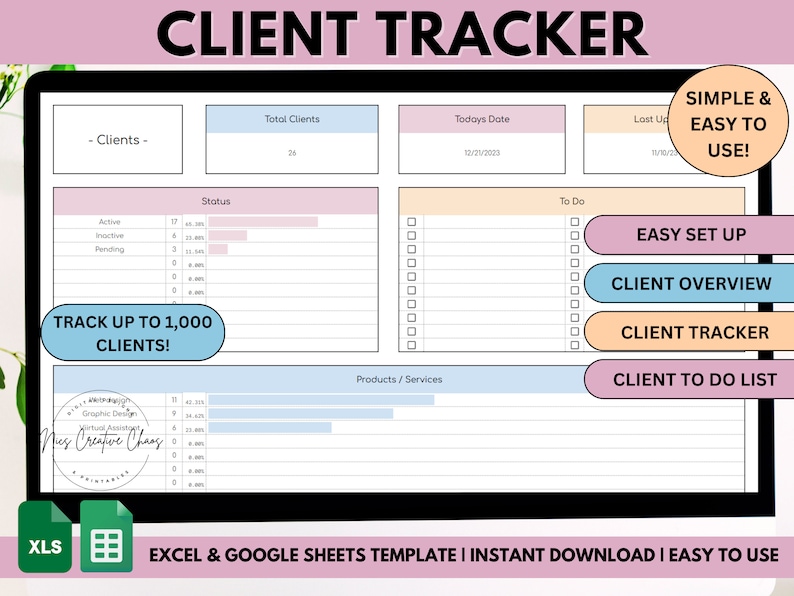 Client Tracker Spreadsheet, Google Sheets & Excel Client Tracker ...
