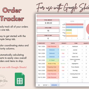 Order Tracker Spreadsheet, Google Sheets, Small Business Spreadsheet ...