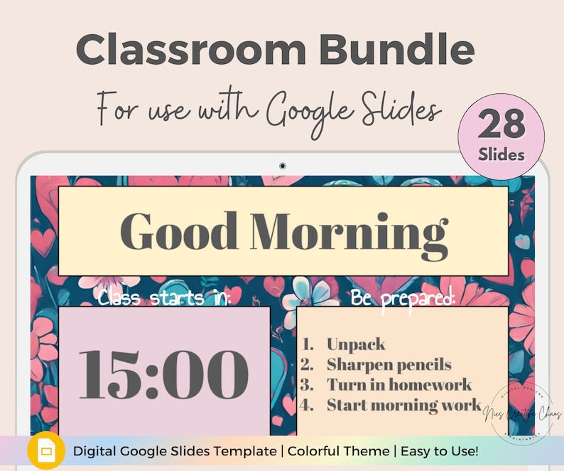 Google Slides Teacher Slideshow Templates, 28 Slide Classroom Bundle ...