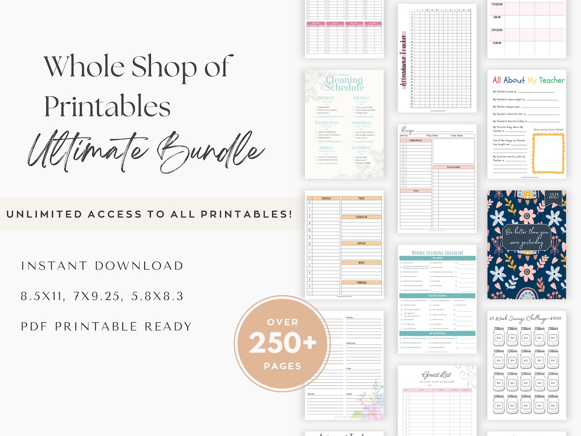 WHOLE SHOP BUNDLE Printable and Digital Planner Templates & - Etsy