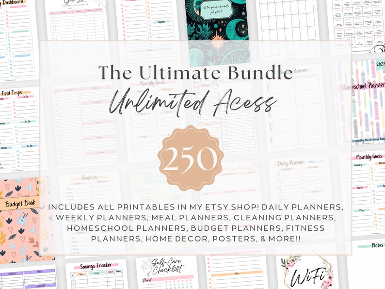 WHOLE SHOP BUNDLE, Printable and Digital Planner Templates & Inserts ...